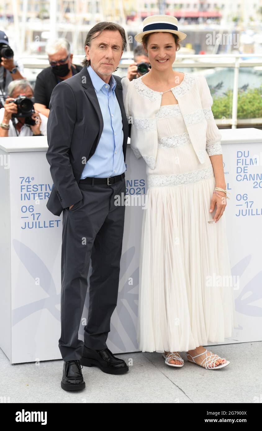 Cannes, France, 12 July 2021 Tim Roth and Vicky Krieps at the photocall ...