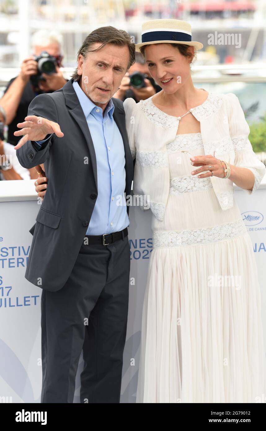 Cannes, France, 12 July 2021 Tim Roth and Vicky Krieps at the photocall ...