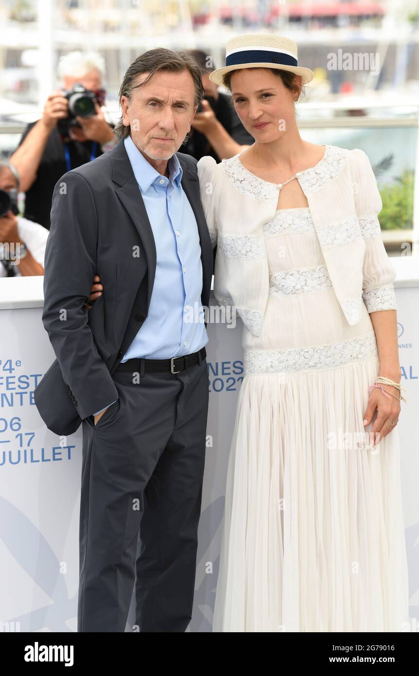 Cannes, France, 12 July 2021 Tim Roth and Vicky Krieps at the photocall ...