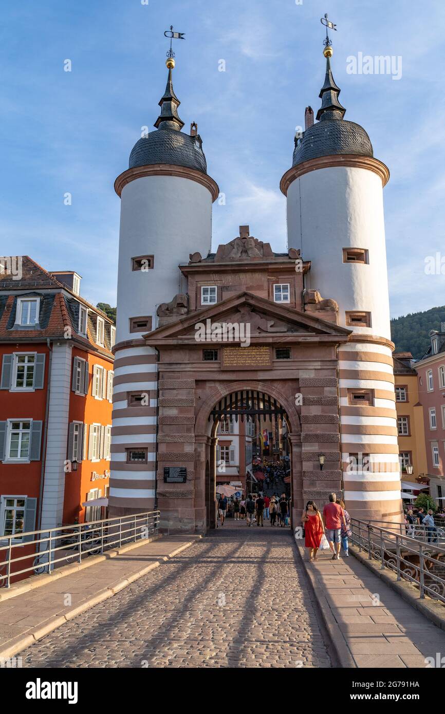Europe, Germany, Baden-Wrttemberg, Heidelberg, bridge gate at the ...