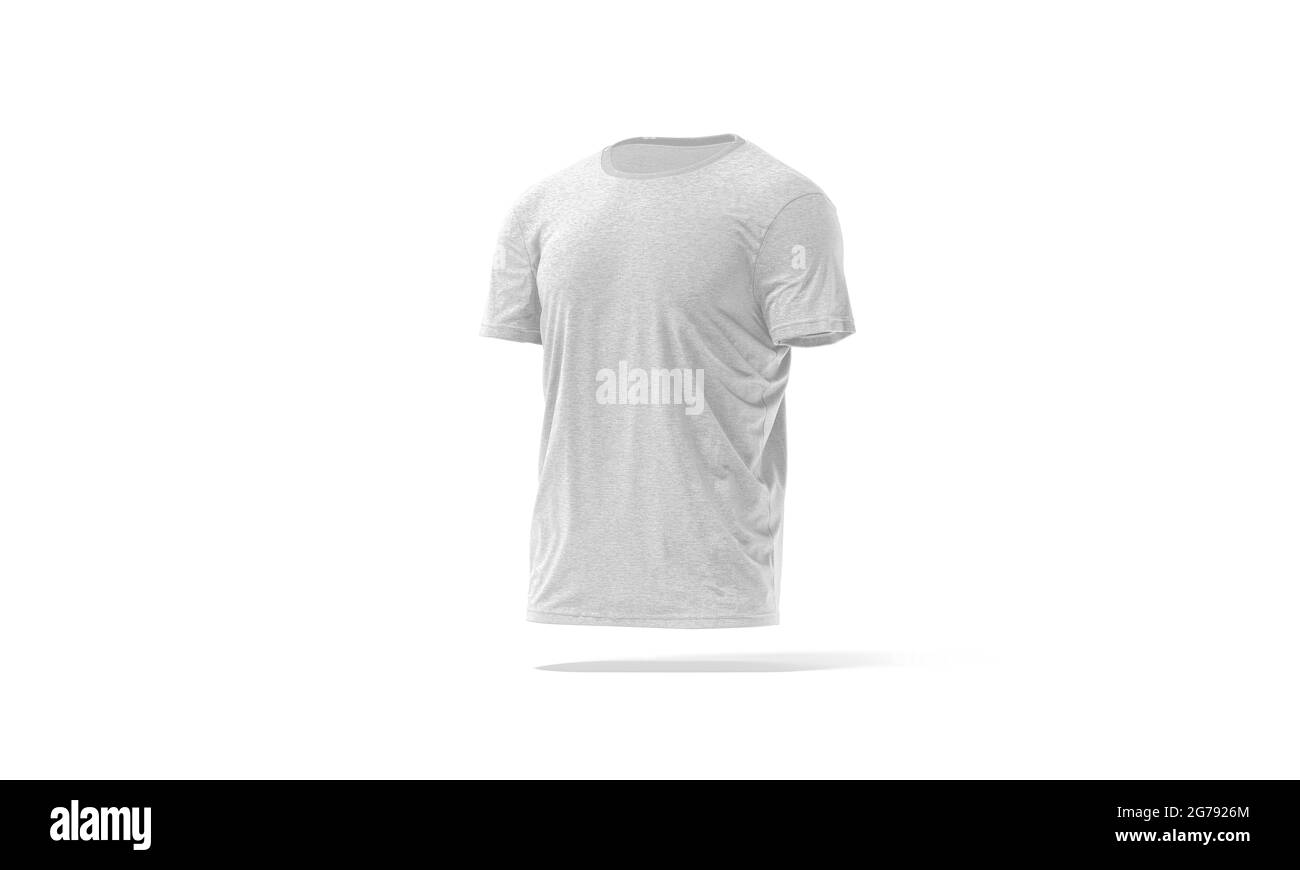 Blank melange wrinkled t-shirt mockup, side view, 3d rendering. Empty ...