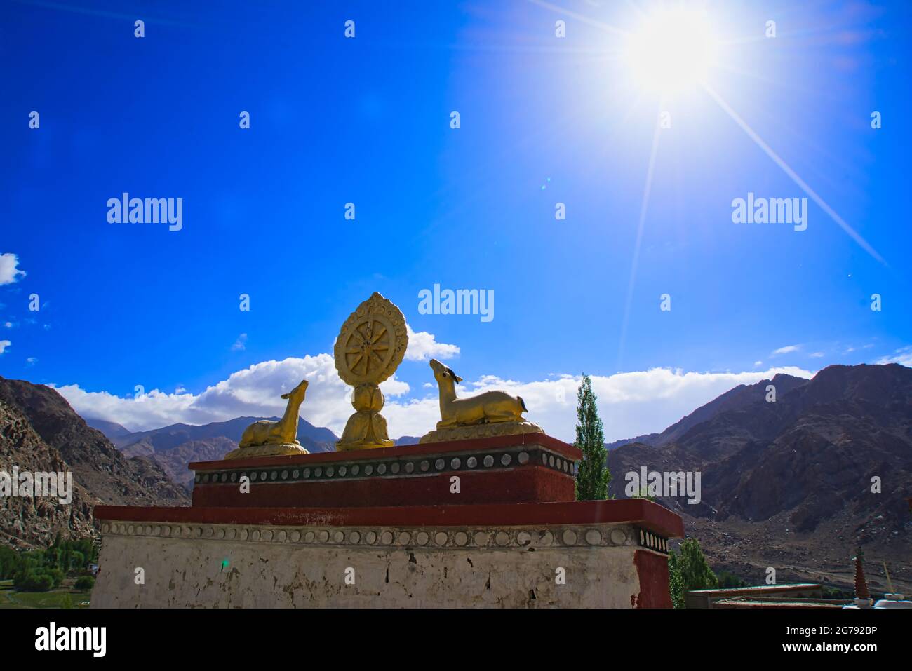 Shey Temple (Shey Palace or Shey Gompa) on the top of the hill ...