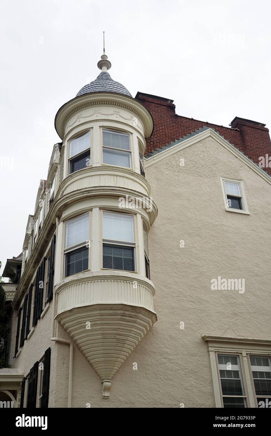 The side view of the historic building with an interesting design Stock ...