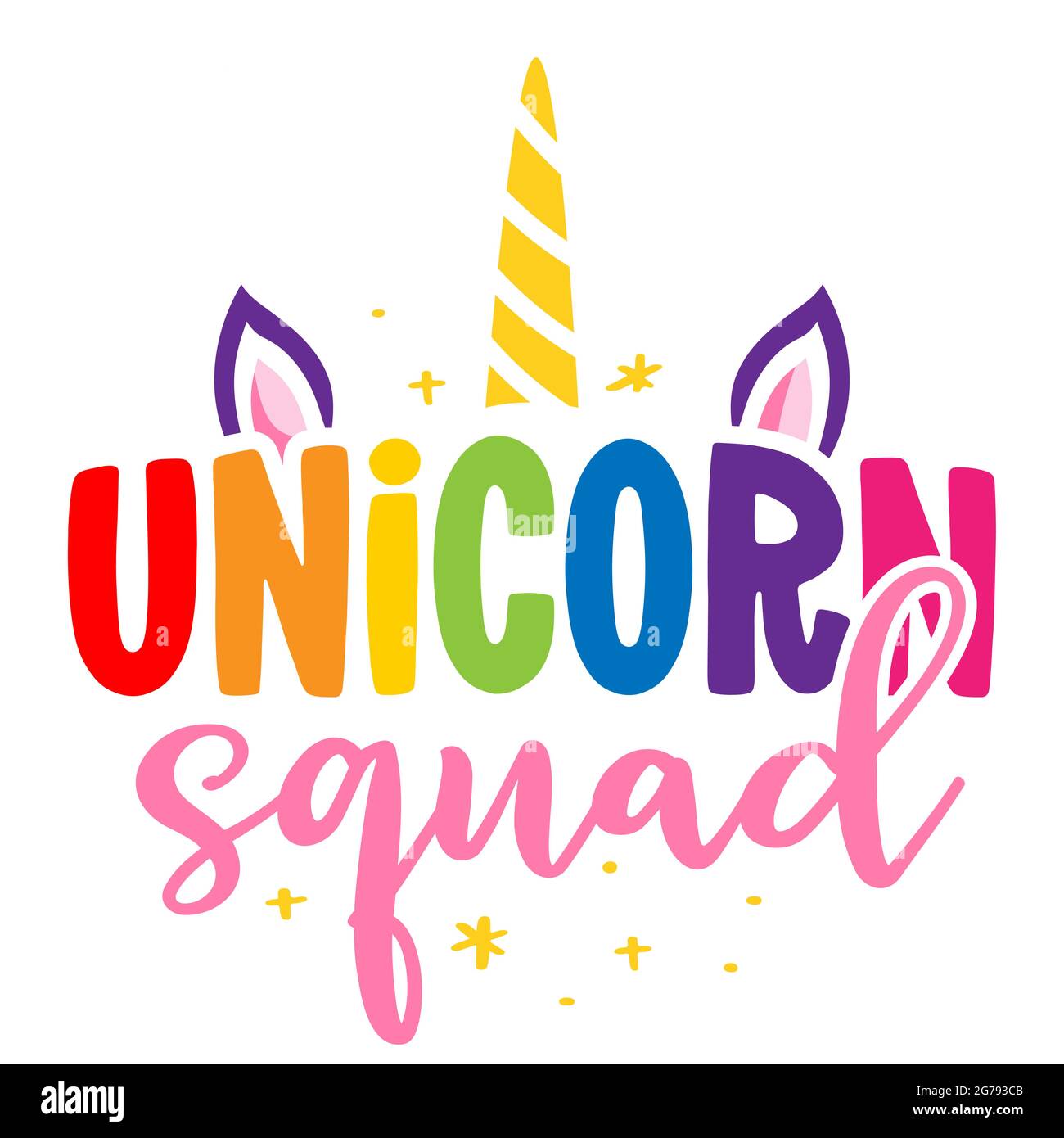 Unicorn Squad - slogan tee print design, Unicorn. Hand letter script ...
