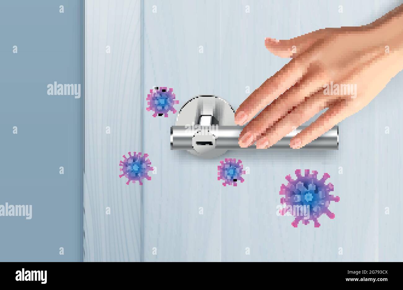 Hand touching metal door Stock Vector Images - Alamy