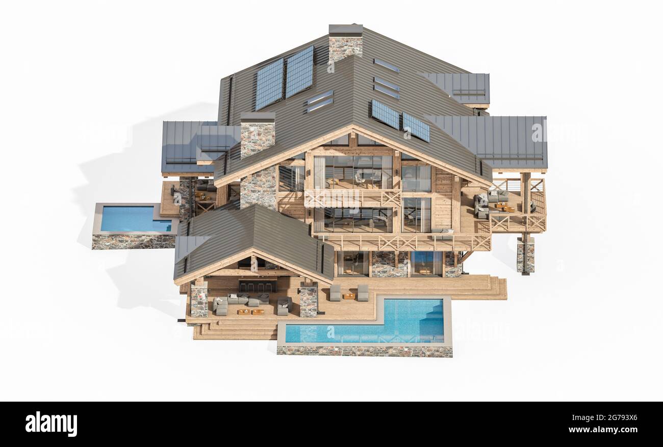 3d rendering cozy chalet Cut Out Stock Images & Pictures - Alamy