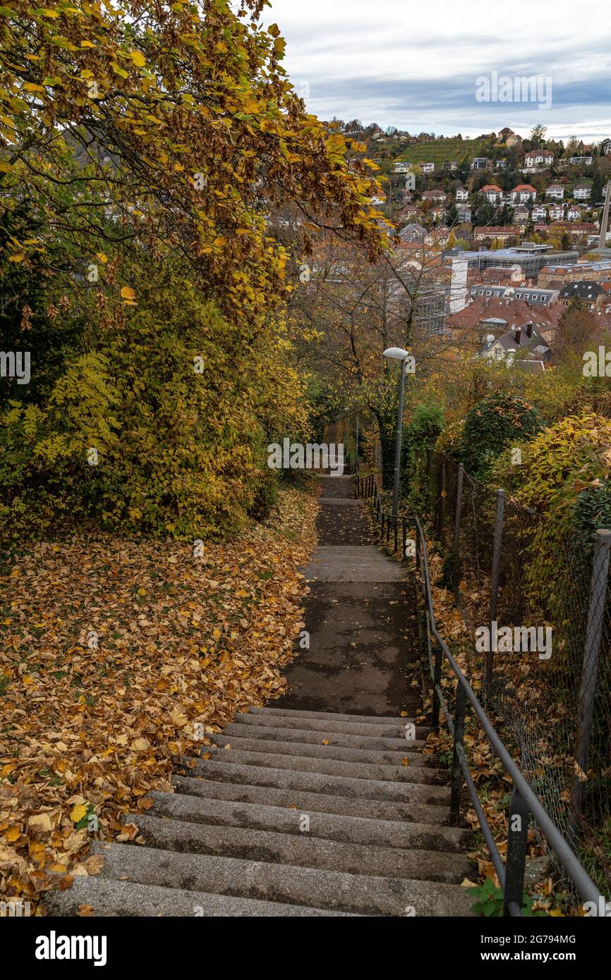 Typical staircase between the hillside and downtown stuttgart hi-res ...