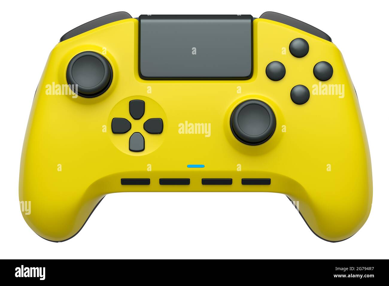 Realistic yellow video game joystick on white background. 3D rendering ...