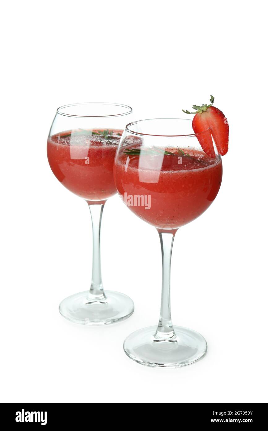 Glasses with Rossini cocktail isolated on white background Stock Photo ...