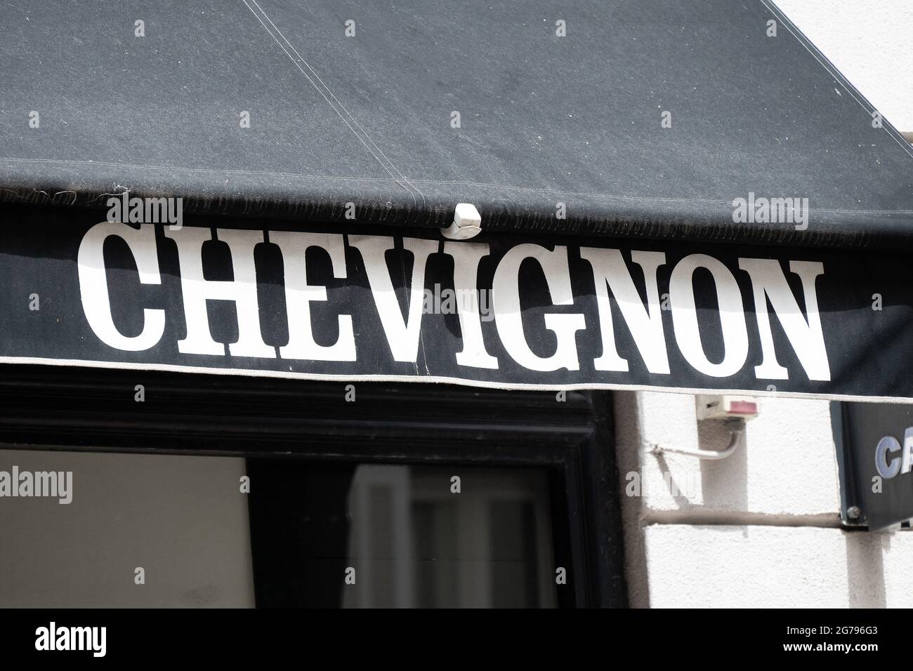 A shop sign of CHEVIGNON,on July 12, 2021 in Cannes, France. Photo by ...