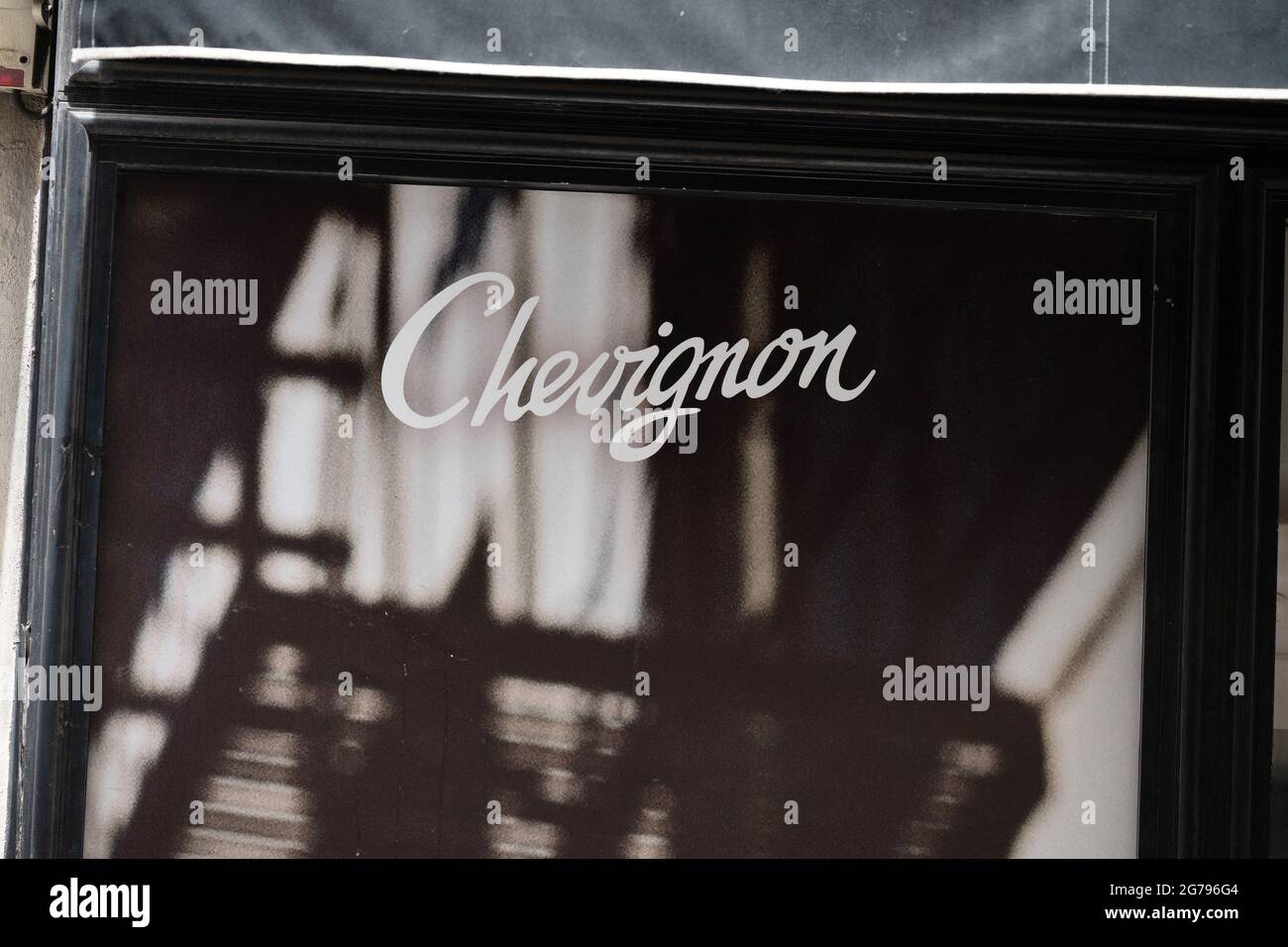A shop sign of CHEVIGNON,on July 12, 2021 in Cannes, France. Photo by ...