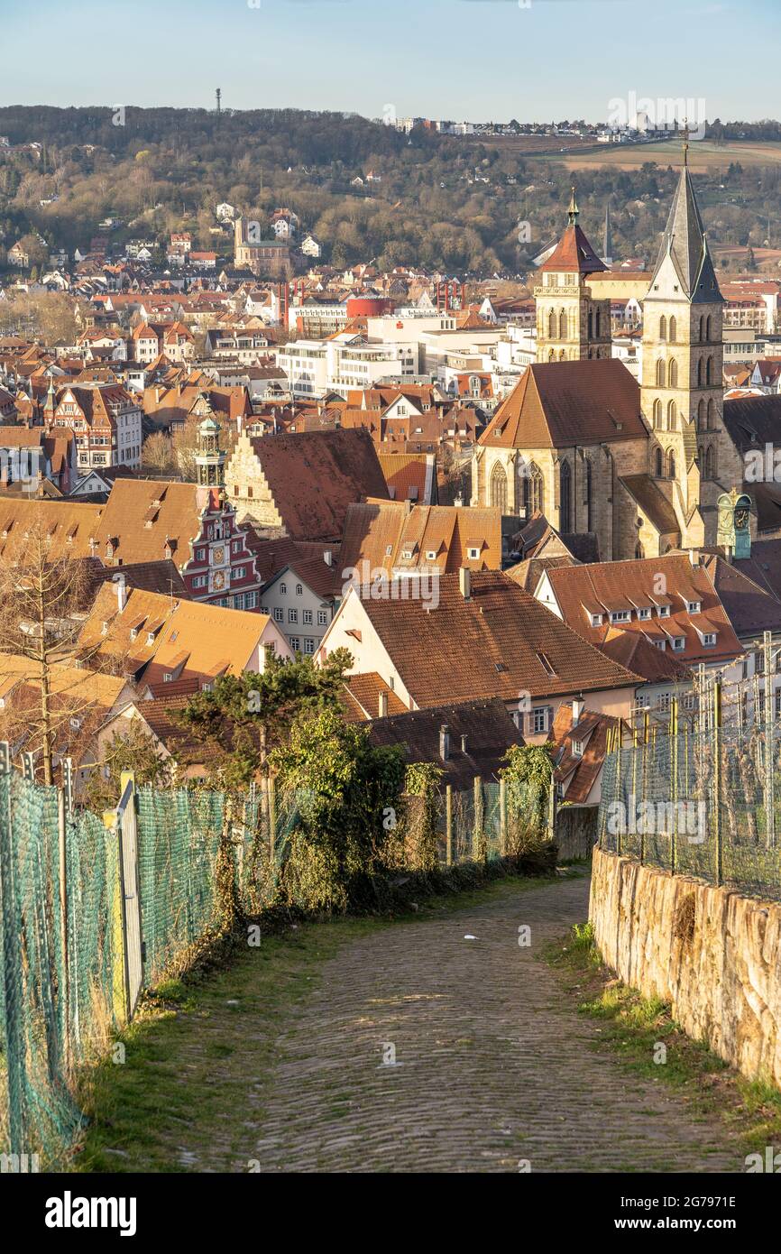 View from the castle to the old town of esslingen hi-res stock ...