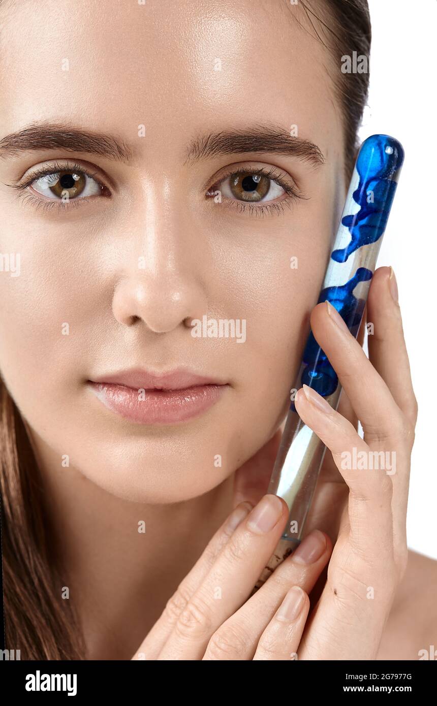 Woman, cosmetics, ampoule, care product, clean fresh beauty Stock Photo ...