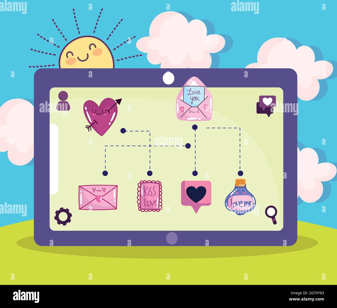 cute tablet love icons Stock Vector Image & Art - Alamy