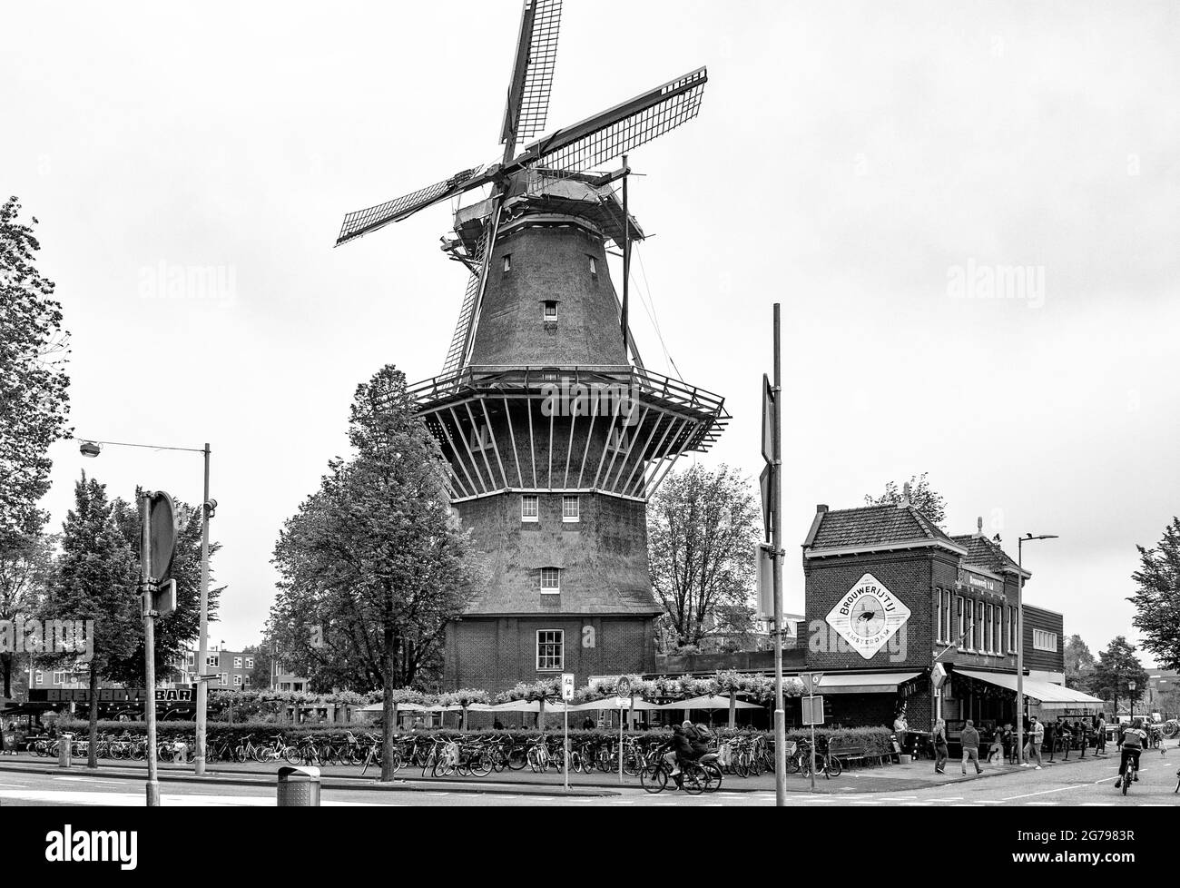 AMSTERDAM, NETHERLANDS. JUNE 06, 2021. De Gooyer windmill. The tallest ...