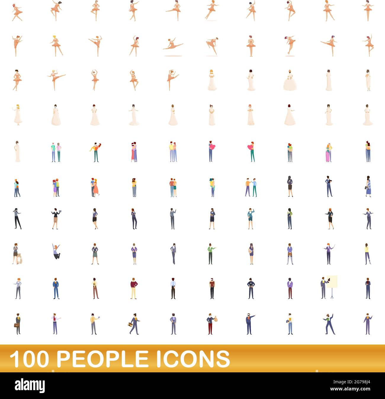 100 people icons set. Cartoon illustration of 100 people icons vector ...