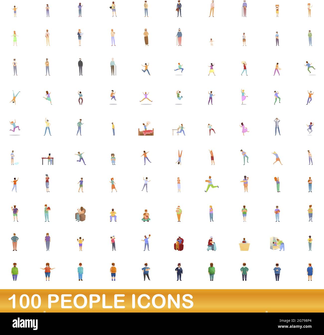 100 people icons set. Cartoon illustration of 100 people icons vector ...