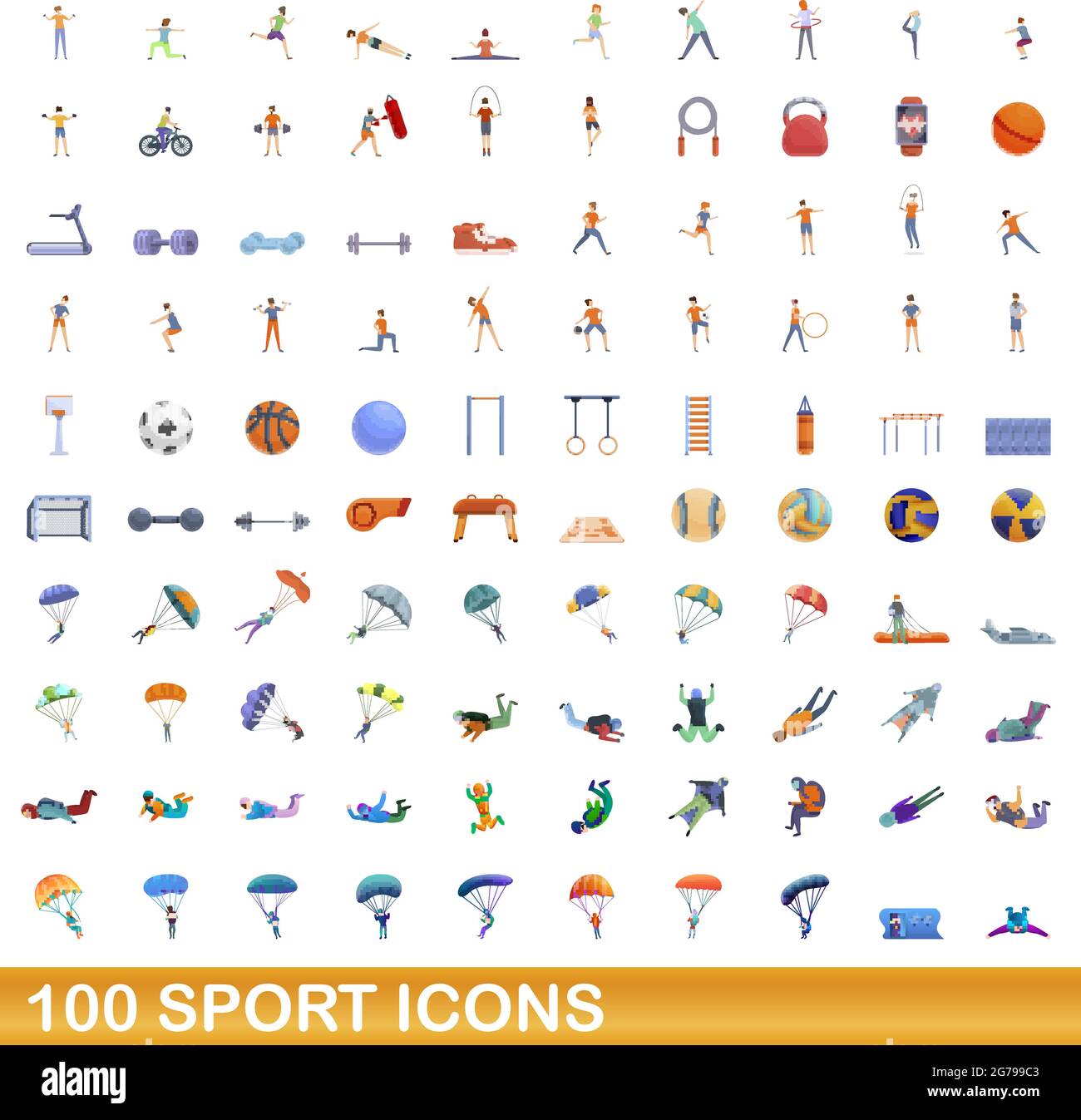 100 sport icons set. Cartoon illustration of 100 sport icons vector set ...