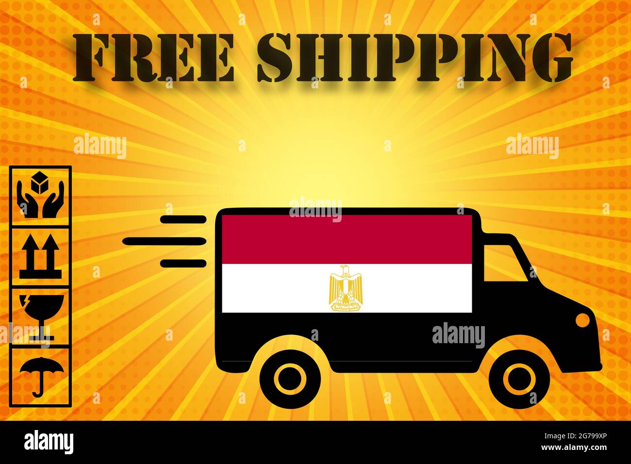 Egypt Logistics Concept. black Commercial Industrial Cargo Delivery Van ...