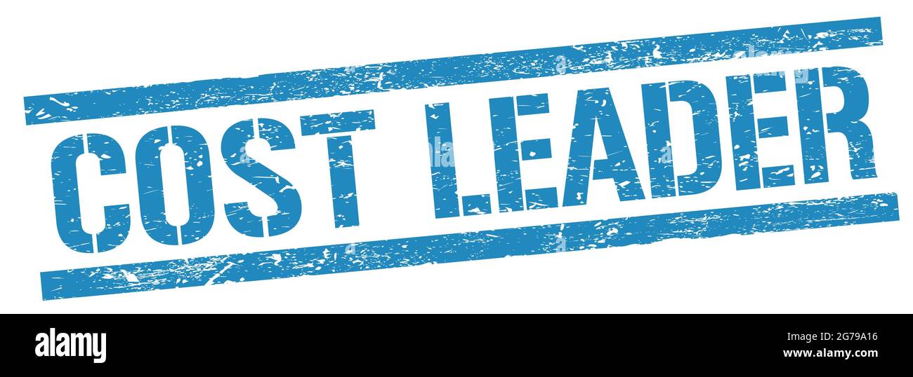 COST LEADER text on blue grungy rectangle stamp sign Stock Photo - Alamy