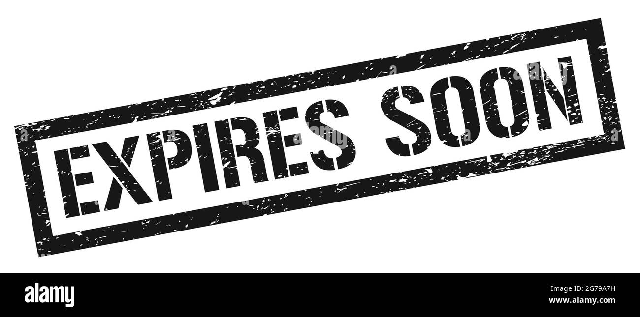 EXPIRES SOON black grungy rectangle stamp sign Stock Photo - Alamy