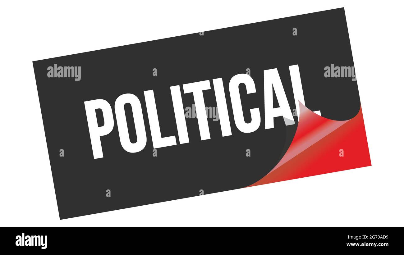POLITICAL text written on black red sticker stamp Stock Photo - Alamy