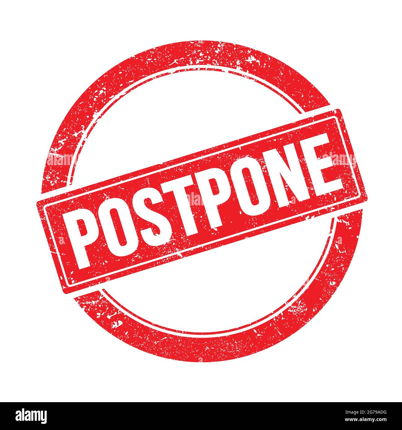 POSTPONE text on red grungy round vintage stamp Stock Photo - Alamy