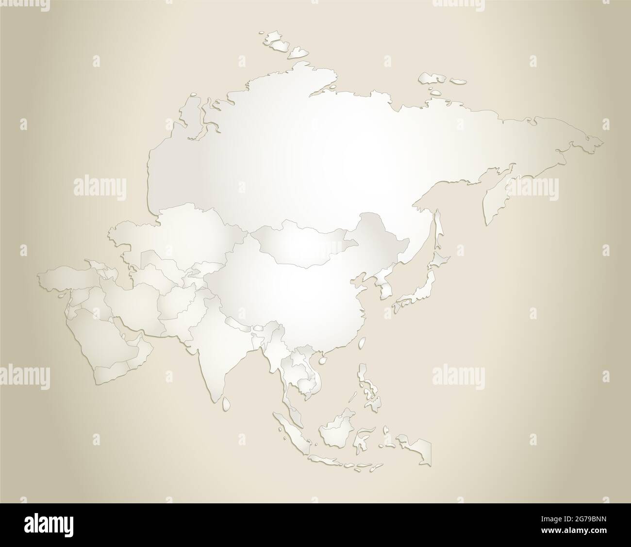 Asia map, separate states, old paper background blank Stock Photo - Alamy