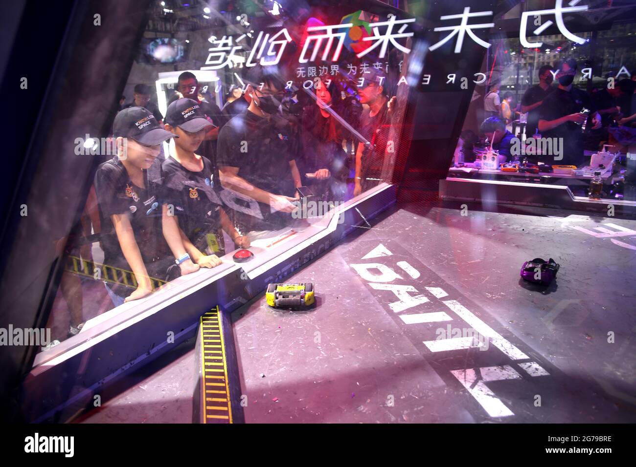 SHANGHAI, CHINA - JULY 9, 2021 - AI robot combat is set up for CIC ...