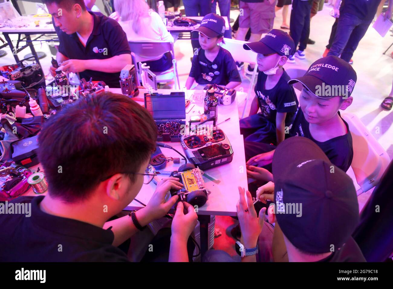 SHANGHAI, CHINA - JULY 9, 2021 - AI robot combat is set up for CIC ...