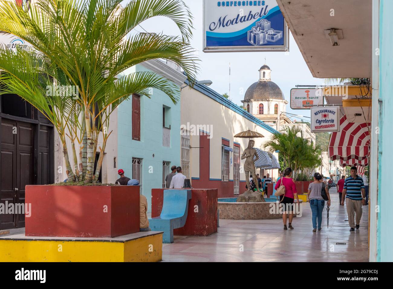 City pedestrian boulevard, promenade, or walkway, Holguin City, Cuba ...