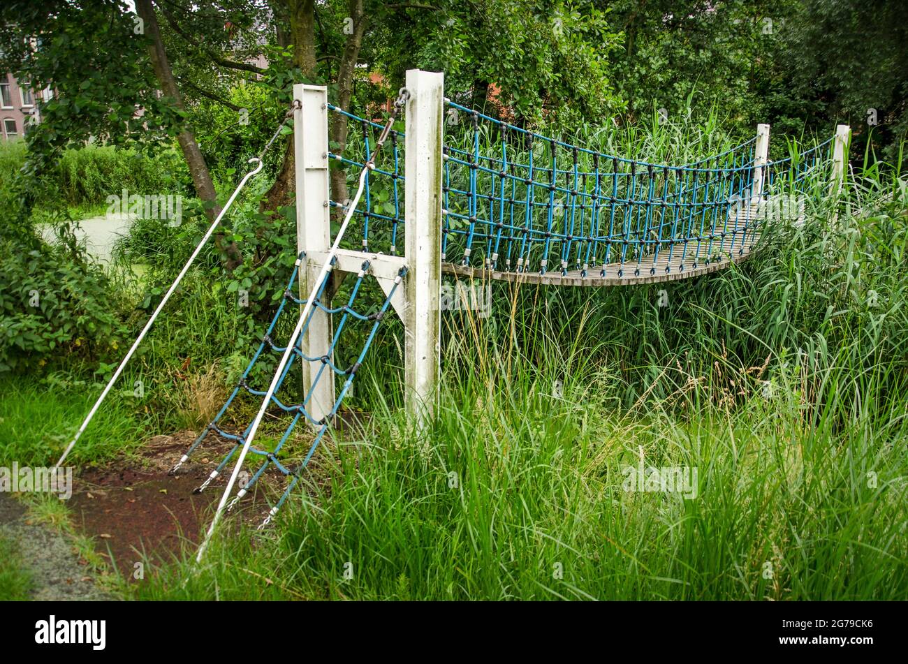 Leiden, The Netherlands, July 11, 2021: adventurous bridge made of ...