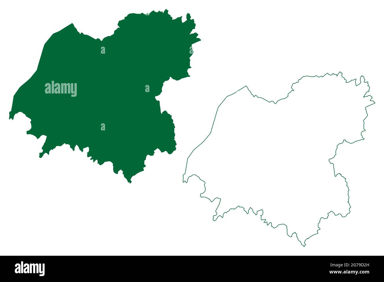 Bikaner district (Rajasthan State, Republic of India) map vector illustration, scribble sketch ...