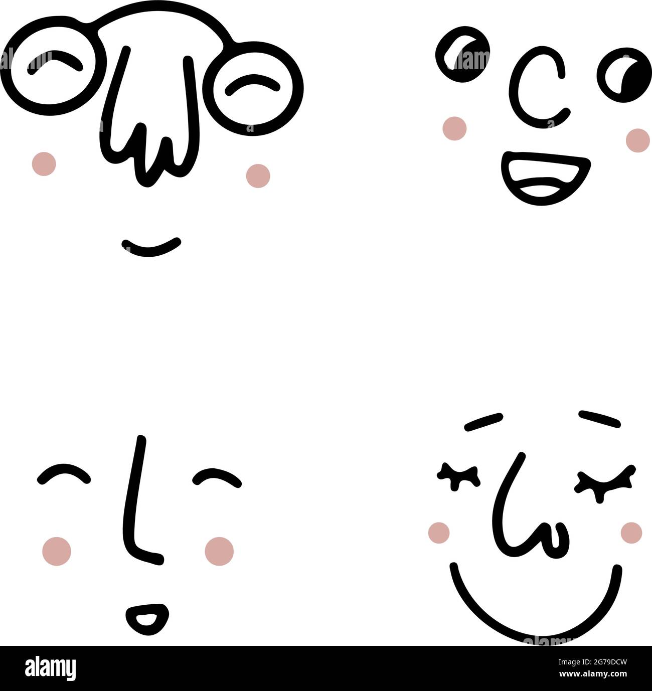 Set of human faces expressing positive emotions. Human faces with wide ...