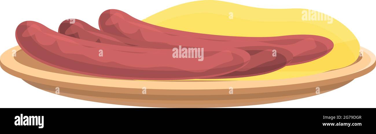 German sausage icon cartoon vector. Food fork bratwurst. Beer bbq Stock ...