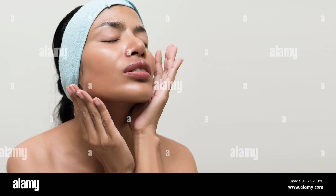 Blurry of woman with very oily skin.Include the bumpy, sensitive ...