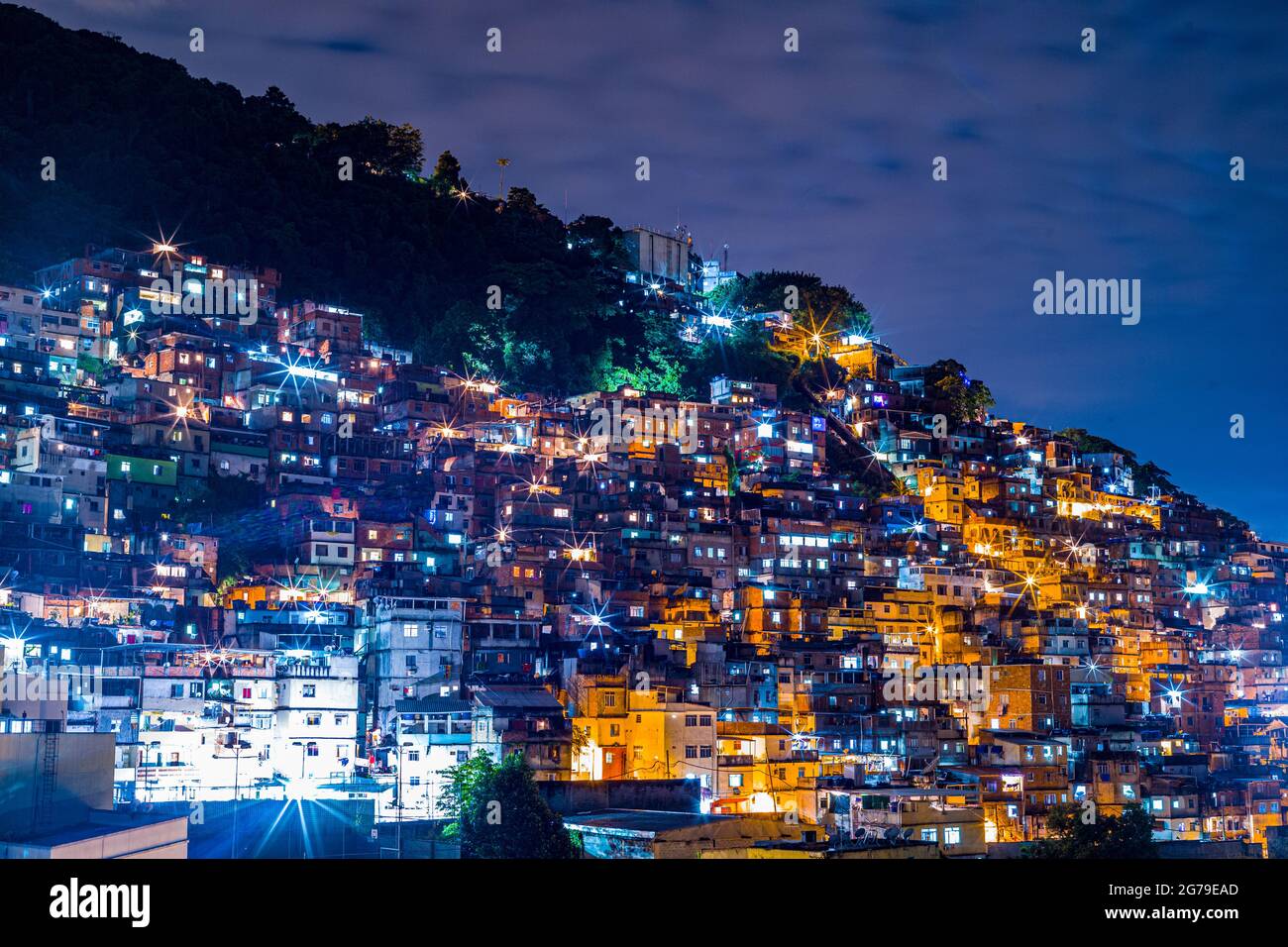 Favela Cantagalo in Rio de Janeiro. Residential buildings cramped ...