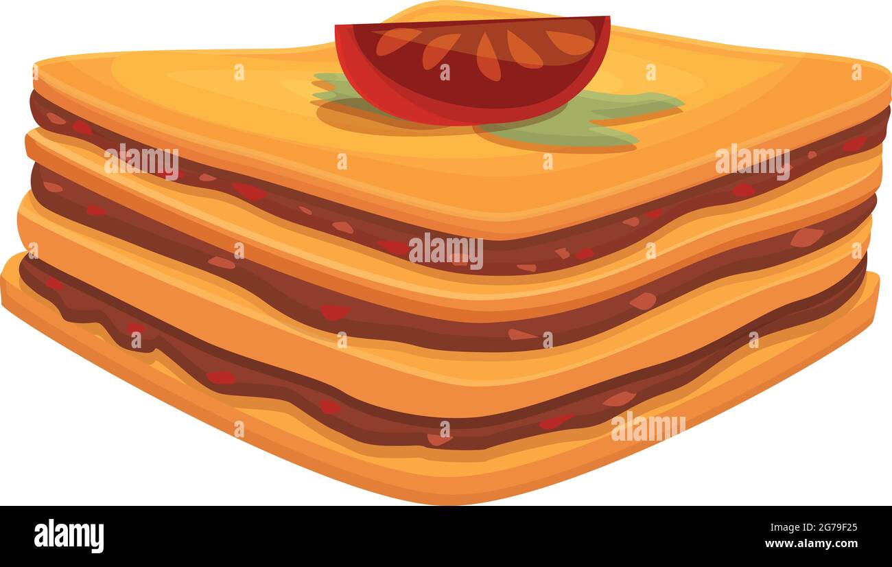 Tomato lasagna icon cartoon vector. Lasagne dish. Italian meat food ...