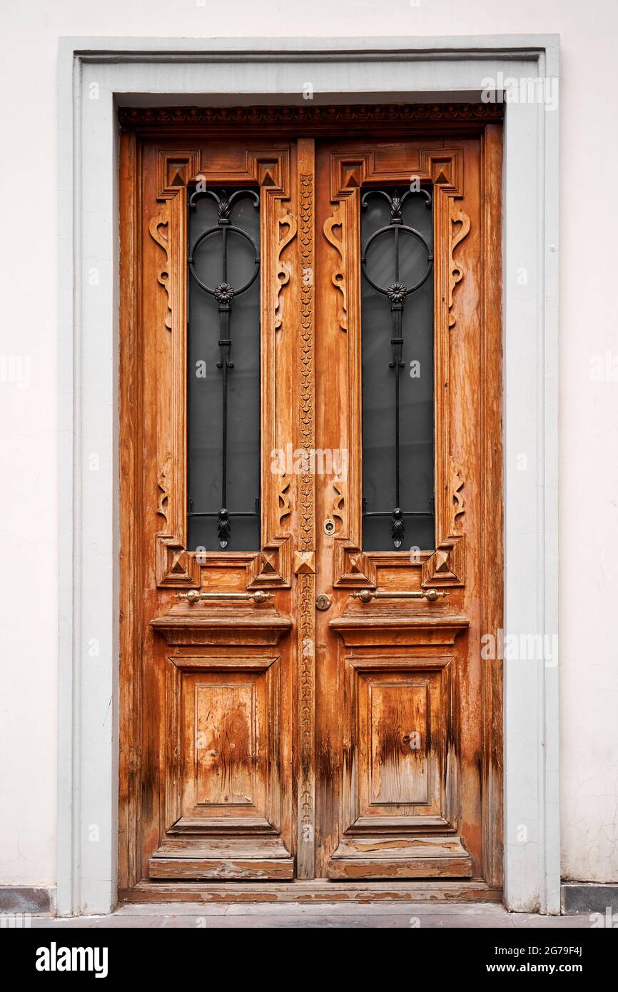 Atmospheric vintage wooden entrance doors. Retro style Stock Photo - Alamy