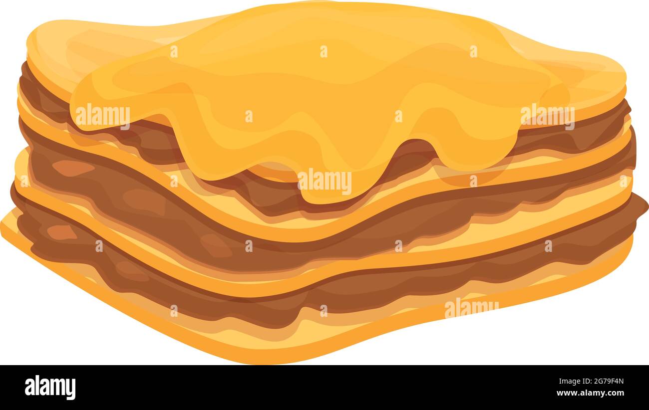 Hot lasagna icon cartoon vector. Lasagne pasta. Italian meat food Stock ...