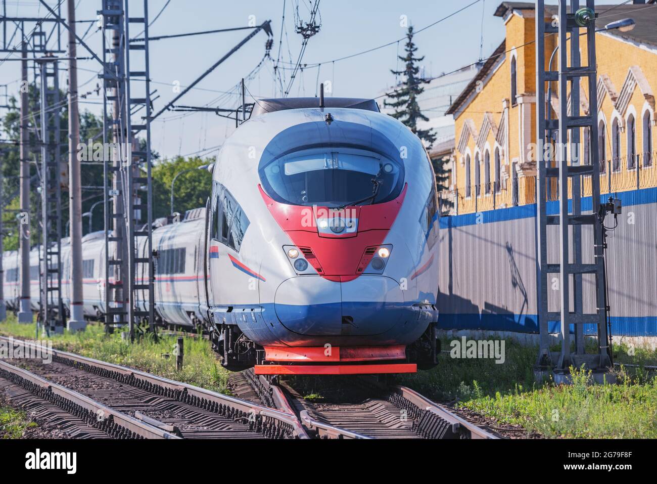 Highspeed train moves from depot. Moscow. Russia Stock Photo - Alamy
