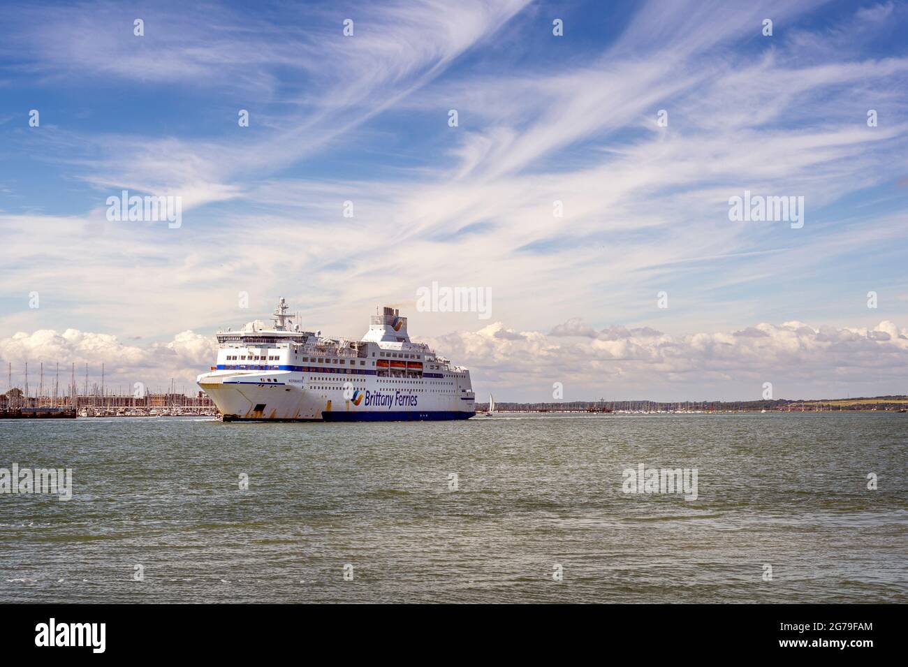 Brittany Ferries ship Normandie leaving Portsmouth Harbour England ...