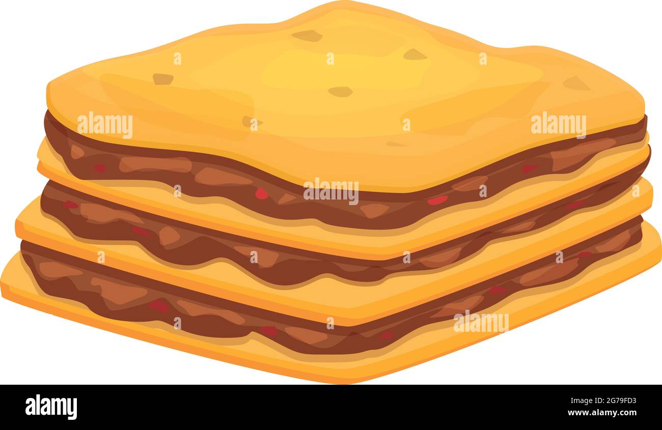 Home lasagna icon cartoon vector. Pasta dish. Italian meat lasagna ...