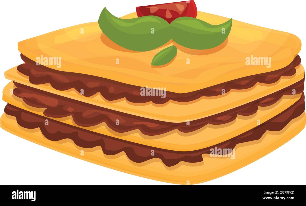 Restaurant lasagna icon cartoon vector. Meat italian dish. Pasta ...