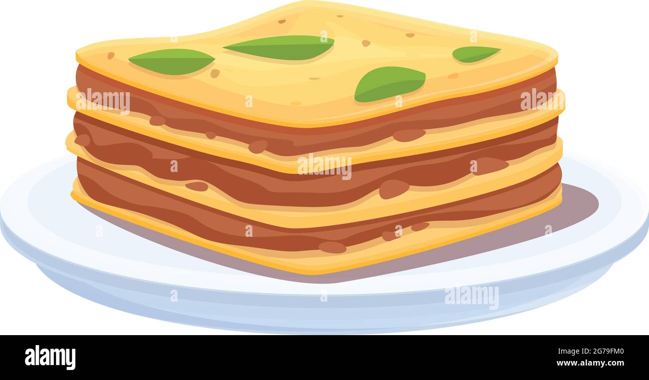 Breakfast lasagna icon cartoon vector. Lasagna italian pasta. Meat menu ...