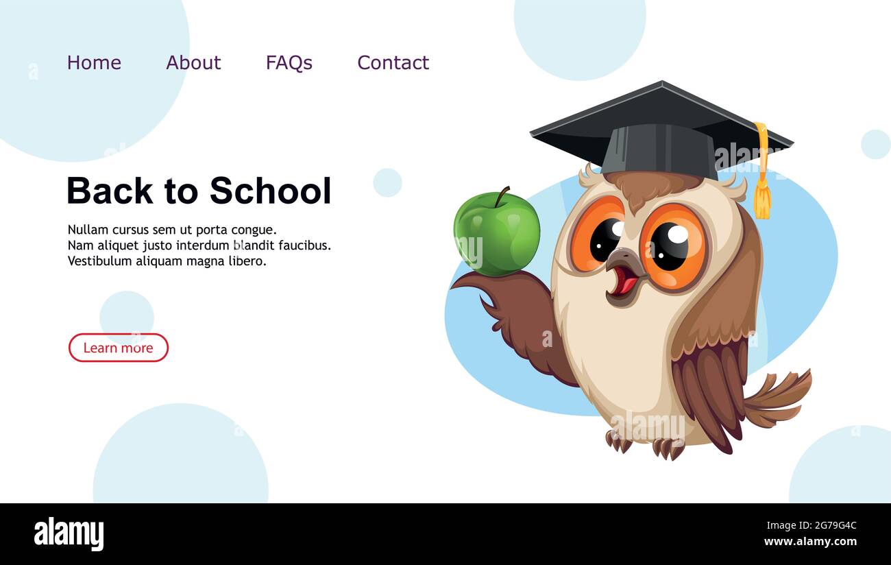Owl in graduation cap holding apple. Back to school. Wise owl, cute ...