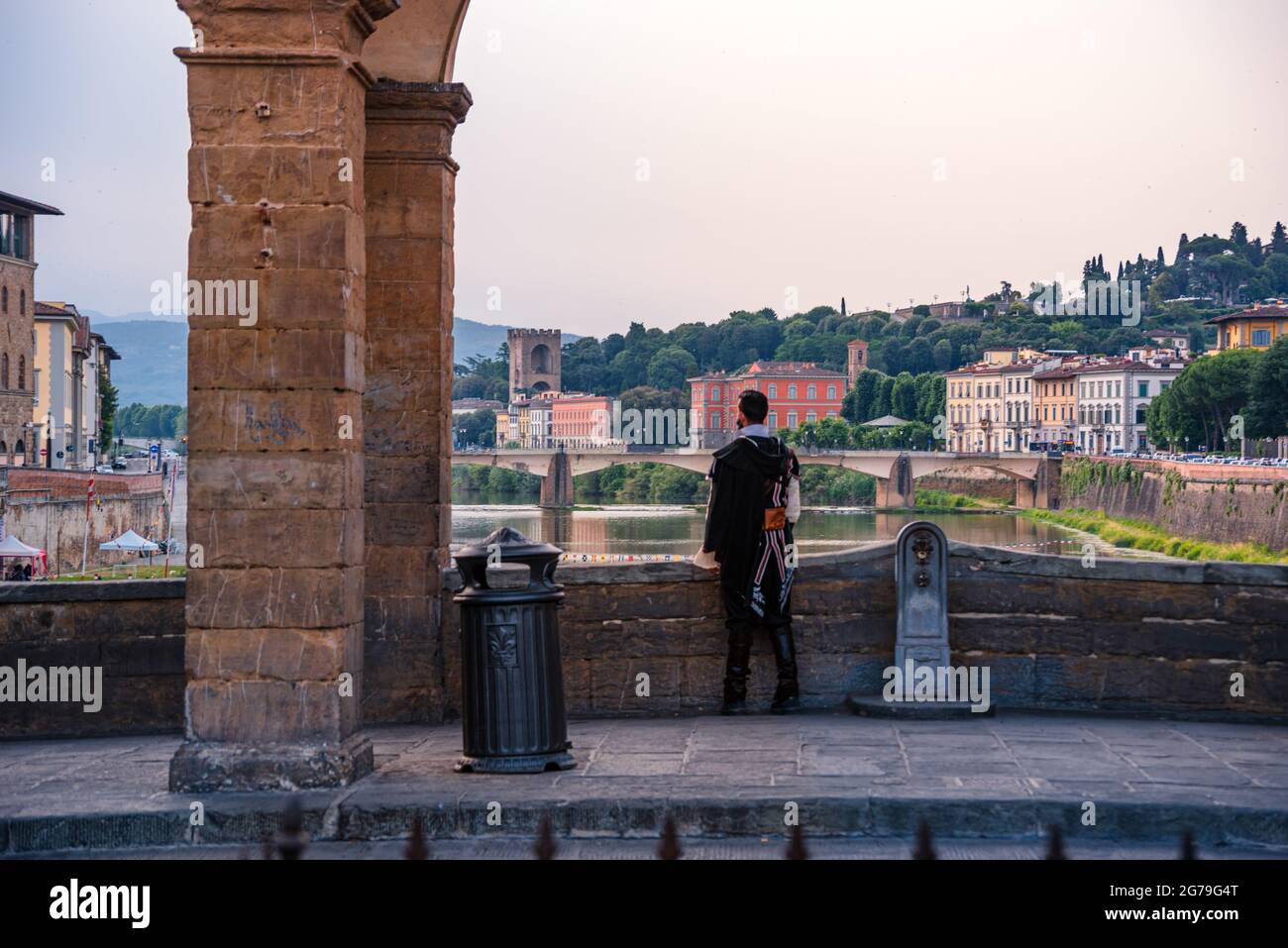 Man wearing an assassin's creed costume on ponte vecchio, Italy ...