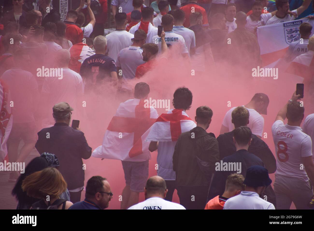 London, United Kingdom. 11th July 2021. England football fans gather ...
