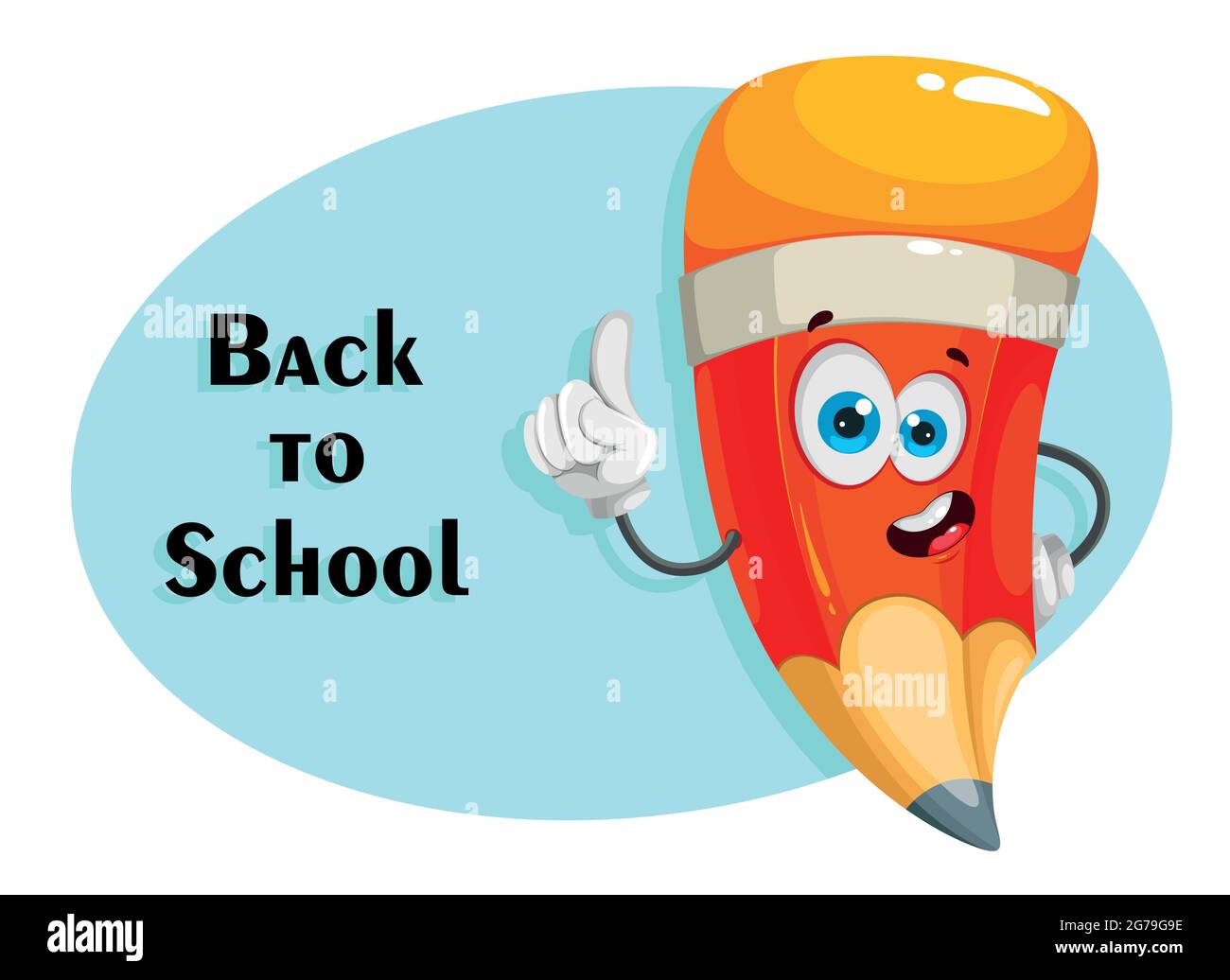 Funny school pencil. Cheerful pencil cartoon character. Back to school ...
