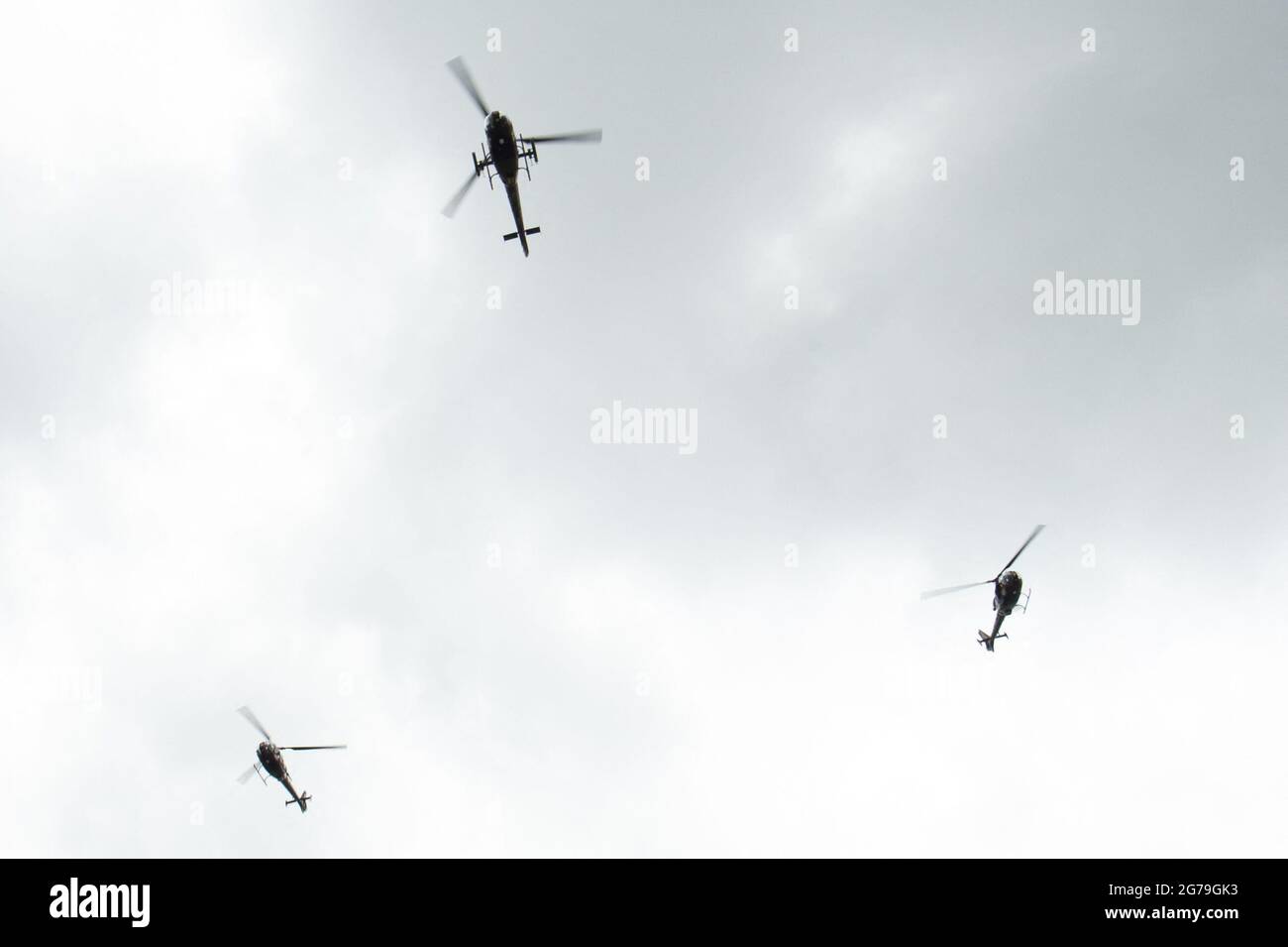 French military Helicopters fly over Paris, during a practice session ...